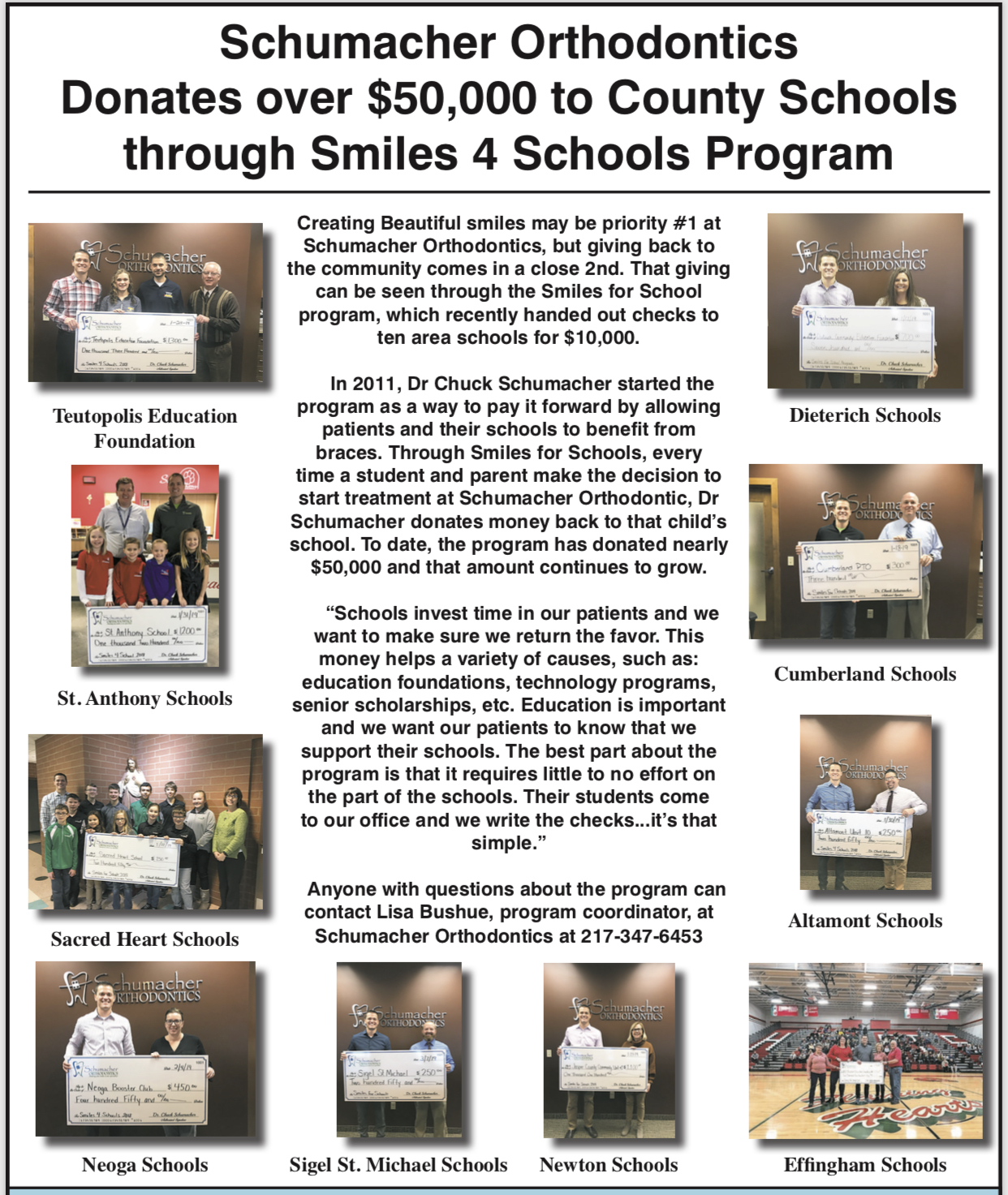 Community Involvement - Schumacher Orthodontics | Effingham IL